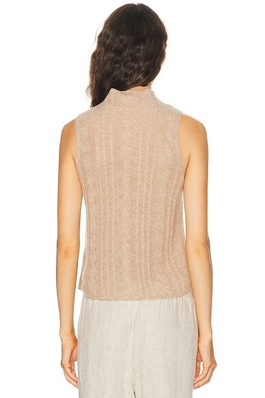 Sablyn Salvia Sleeveless Cable Turtleneck Sweater