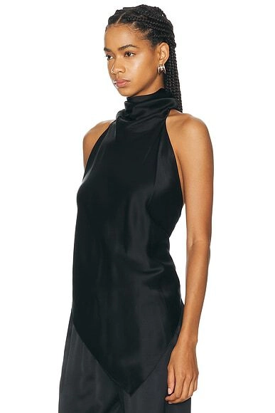 Helmut Lang Silk Scarf Top - Black