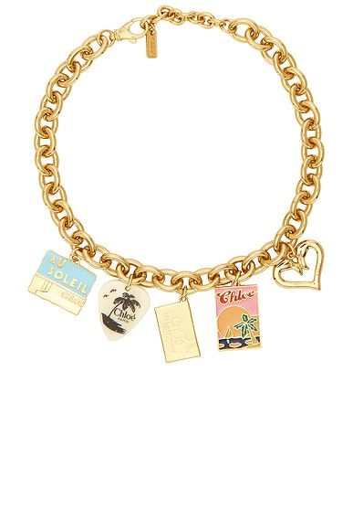 Chloé Charm Necklace In Gold-tone Brass - Multicolor