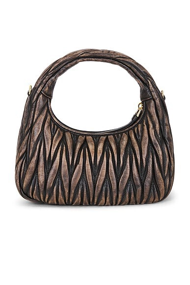 Miu Miu Wander Hobo Bag In Matelassé Nappa Leather - Caffe