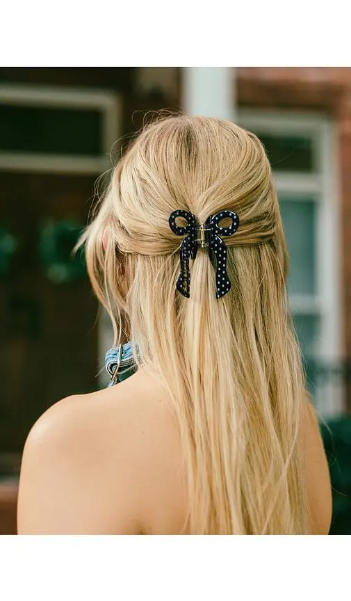 SOLAR ECLIPSE Hand-painted Bow Claw Hair Clip - Blue