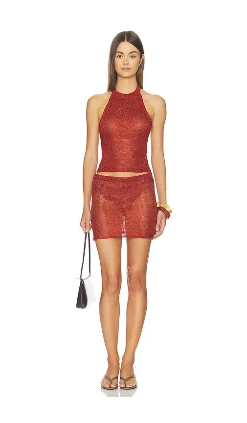 Superdown Fifer Crochet Mini Skirt Set In . Also - Rust