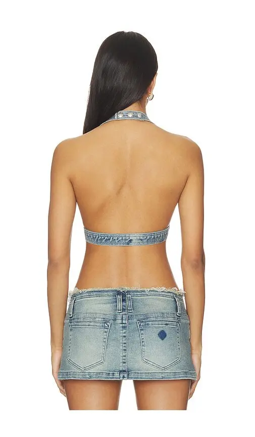 Abrand Denim Halter Belt Top