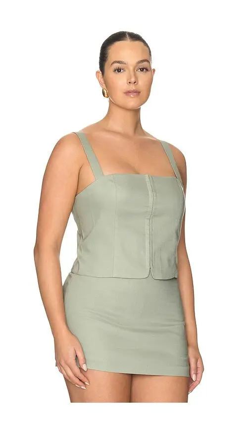 Good American Linen Corset Top - Green