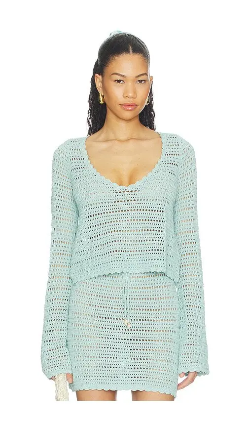 Show Me Your Mumu Offshore Cropped Sweater - Mint