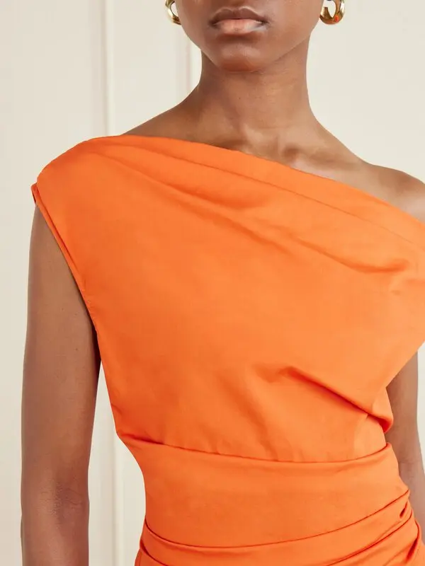 Staud Phare Draped One-shoulder Mini Dress - Orange