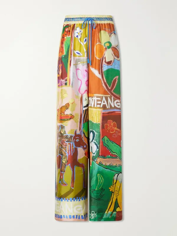 ALEMAIS Mlak Printed Silk-twill Wide-leg Trousers - Multi