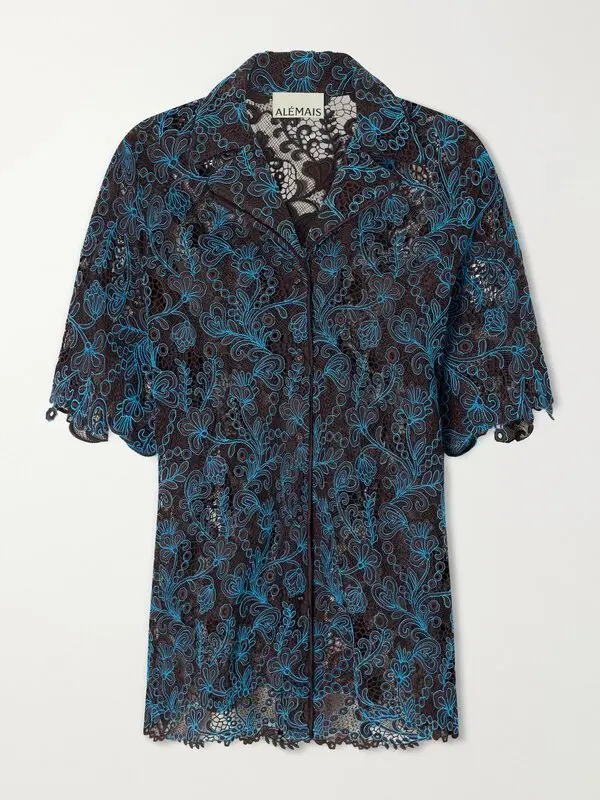 ALEMAIS Francine Guipure Lace Shirt - Brown
