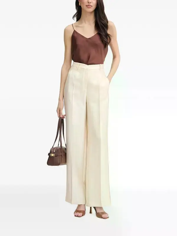 HAVEONE Pressed Crease Wide-leg Satin Finish Trousers