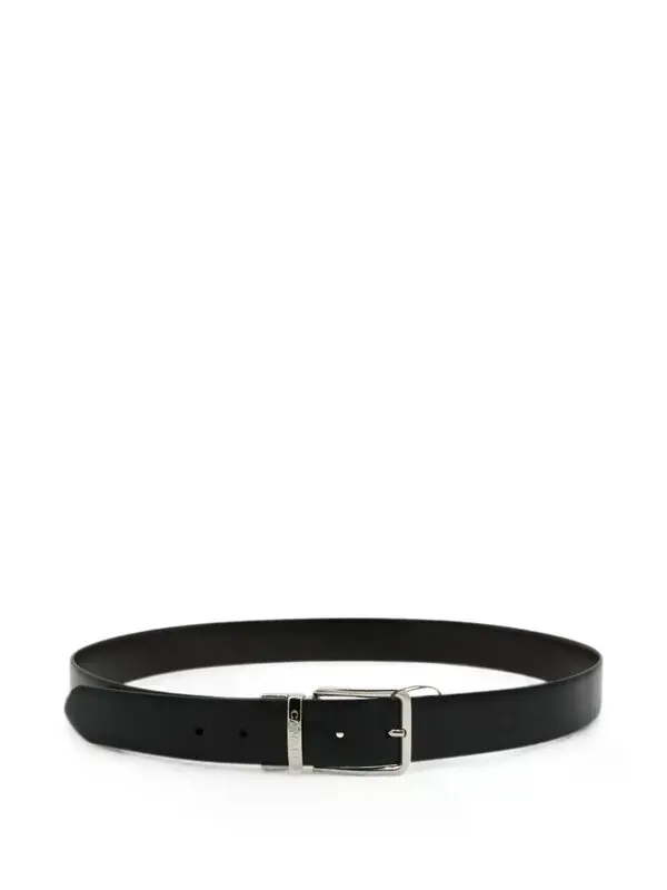 Canali Logo Engraved Buckle Belt - Black