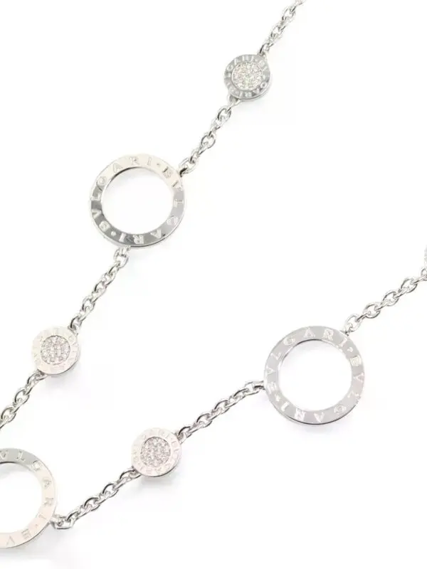 BVLGARI 18k White Gold Diamond Logo Necklace