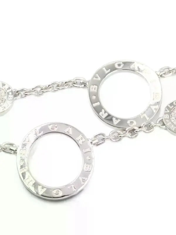 BVLGARI 18k White Gold Diamond Logo Necklace