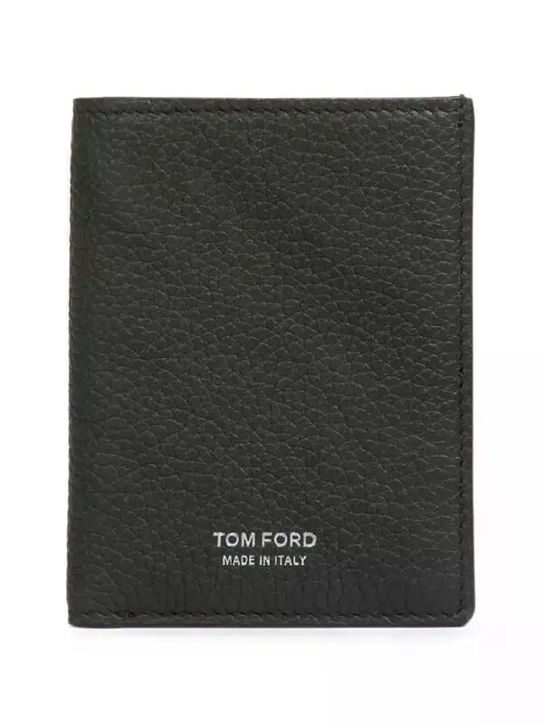 TOM FORD Grained Leather Bi-fold Cardholder - Green