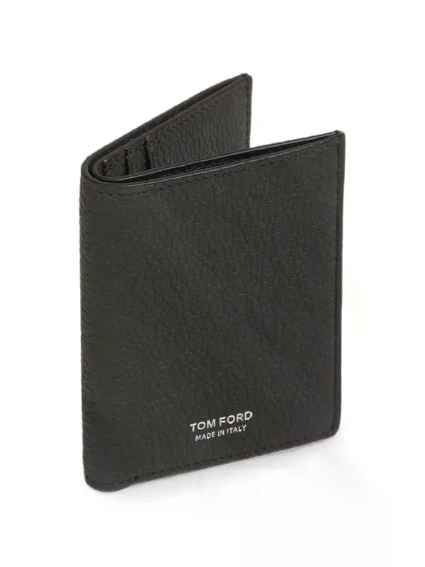 TOM FORD Grained Leather Bi-fold Cardholder - Green
