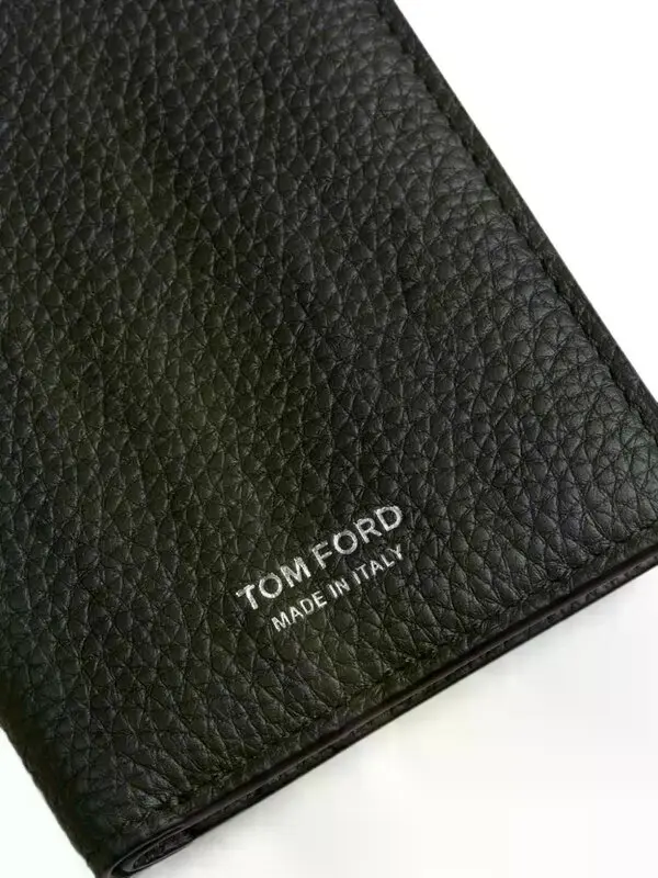 TOM FORD Grained Leather Bi-fold Cardholder - Green