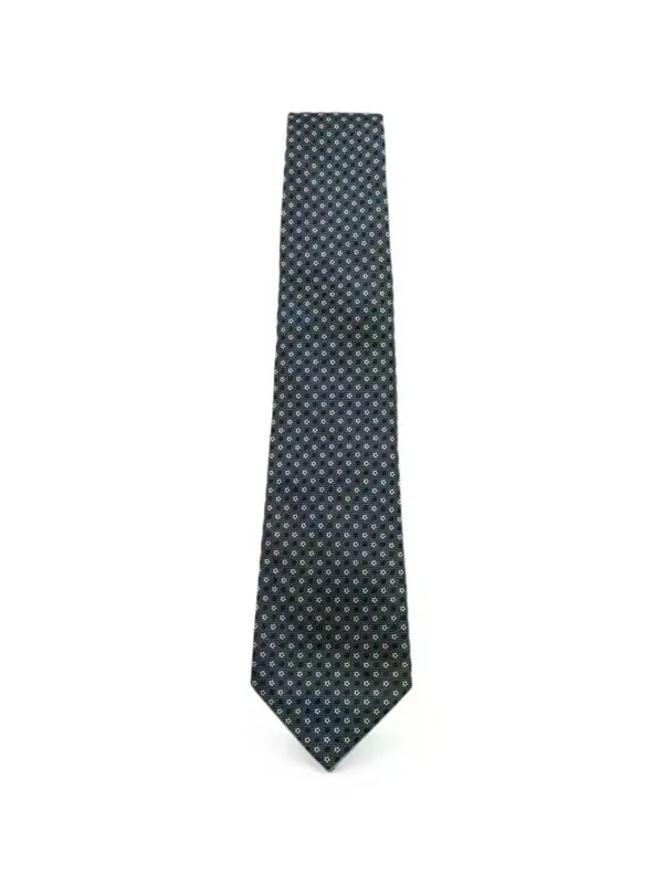 Canali Geometric Pattern Silk Tie - Grey
