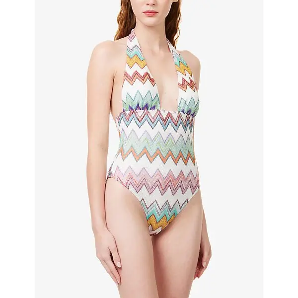 Missoni Halter-neck Zig-zag Pattern Swimsuit