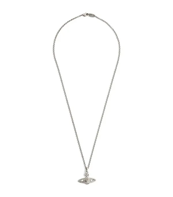 VIVIENNE WESTWOOD Mini Bas Relief Orb Necklace With Crystals - Silver