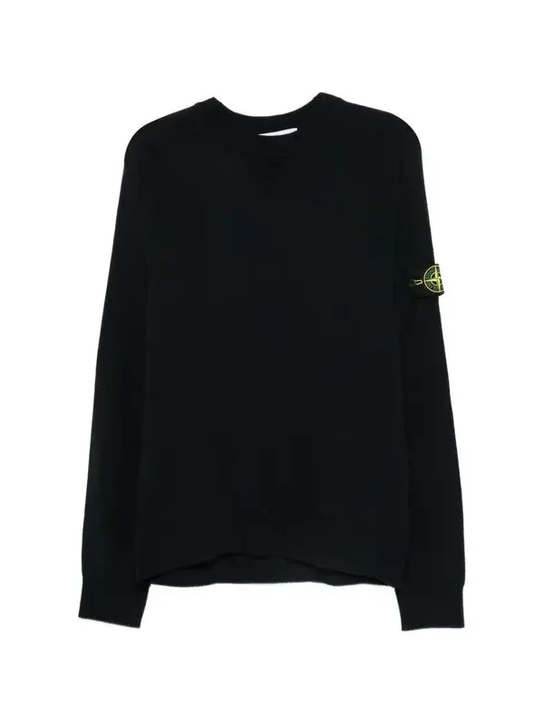Stone Island Long-sleeved Crew Neck Sweater - Black