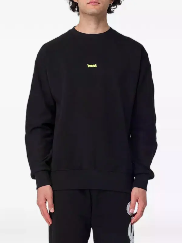 DISCLAIMER Logo Print Drop Shoulder Sweatshirt - Black