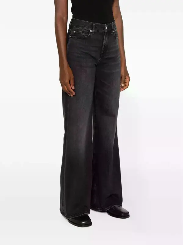 7 For All Mankind Lotta Faded-effect Wide-leg Jeans - Grey
