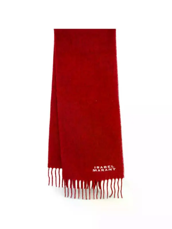 Isabel Marant Étoile Firmy Logo-embroidered Fringed Scarf - Red
