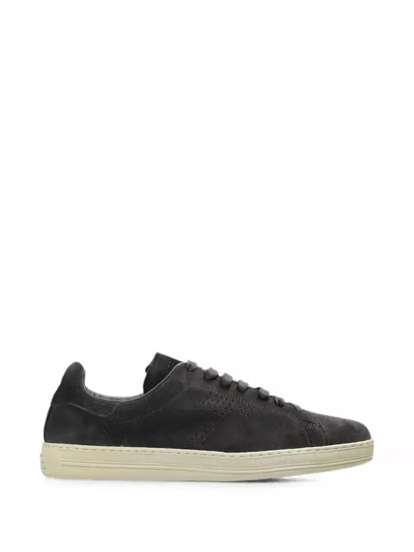 TOM FORD Suede Perforated Logo Sneakers - Grey