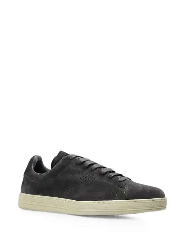 TOM FORD Suede Perforated Logo Sneakers - Grey