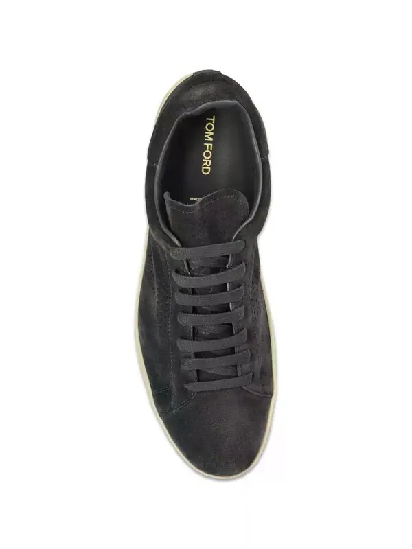 TOM FORD Suede Perforated Logo Sneakers - Grey
