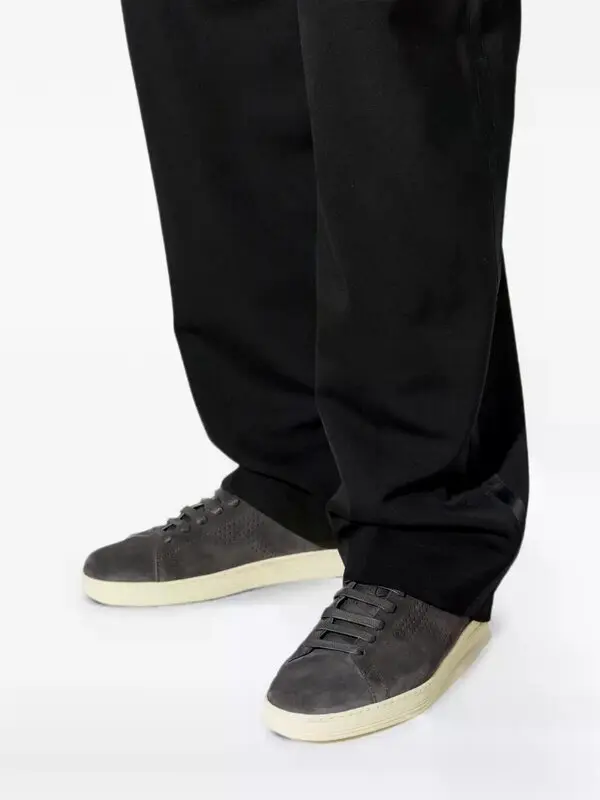 TOM FORD Suede Perforated Logo Sneakers - Grey