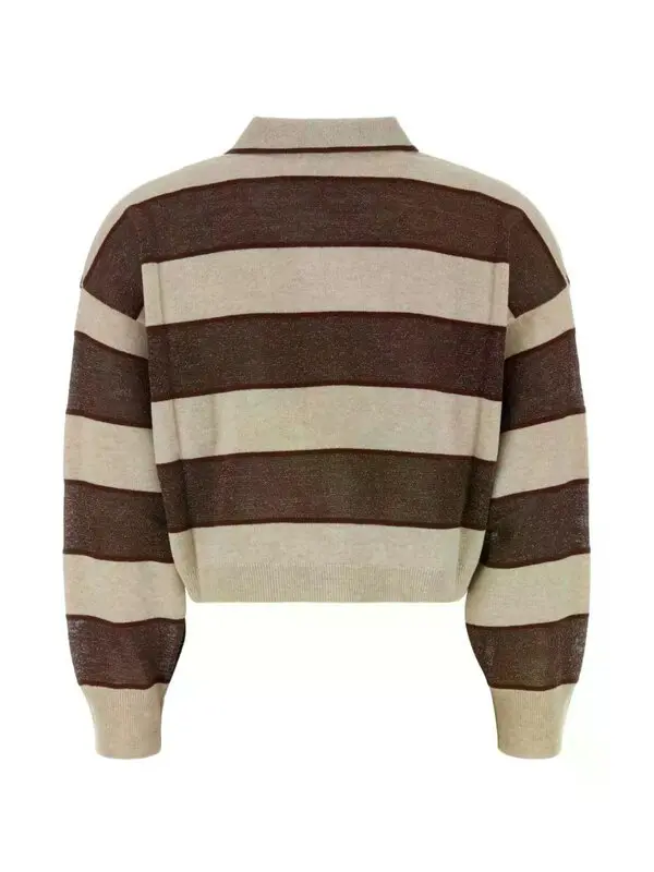Brunello Cucinelli Cropped Striped Polo Shirt - Neutrals