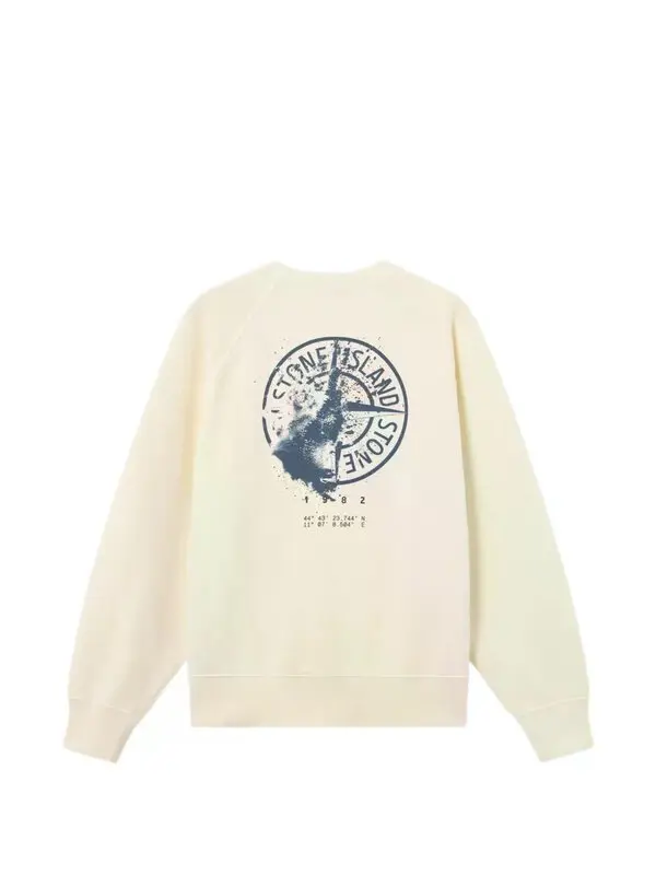 Stone Island Logo Print Compass Fleece Oversized Sweater - Neutrals
