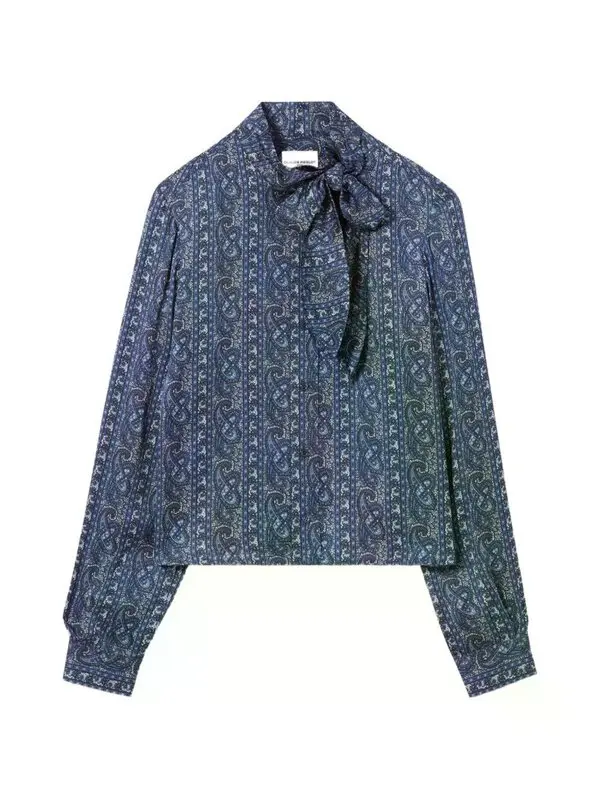Claudie Pierlot Printed Pussy-bow Shirt - Blue