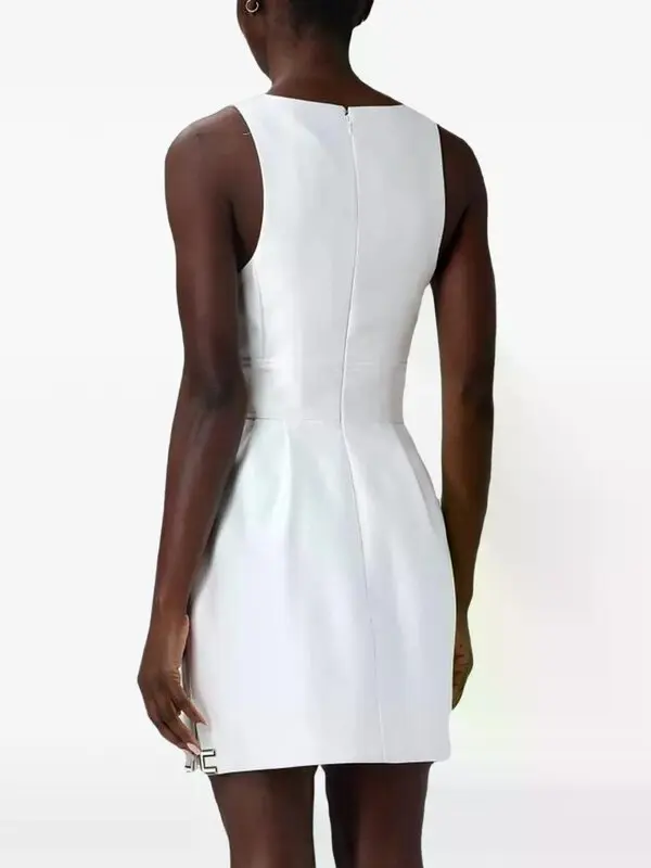 Elisabetta Franchi Draped Neckline Logo Plaque Mini Dress - White