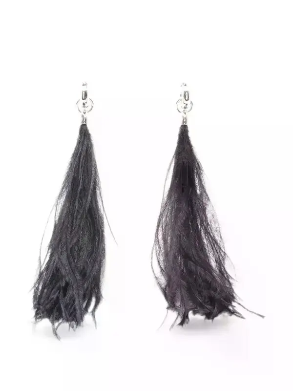 JIL SANDER 2010s Feather Earrings - Silver