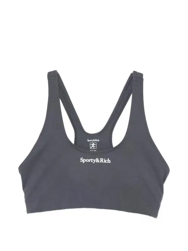 SPORTY & RICH Logo-print Racerback Sports Bra - Grey