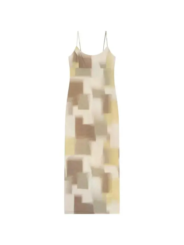 Emporio Armani Abstract Print Tulle Maxi Dress - Neutrals