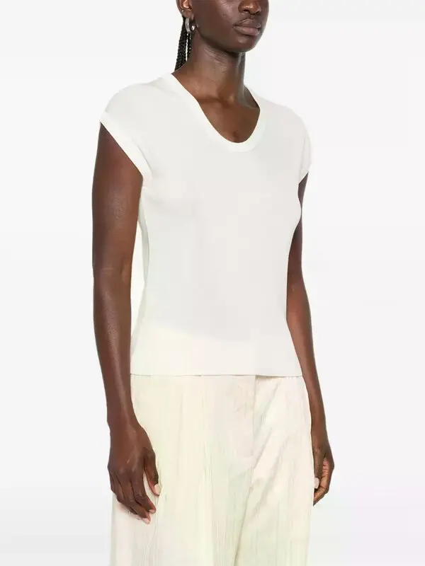 IVORY PARIS Mia Scoop-neck Cap-sleeve T-shirt