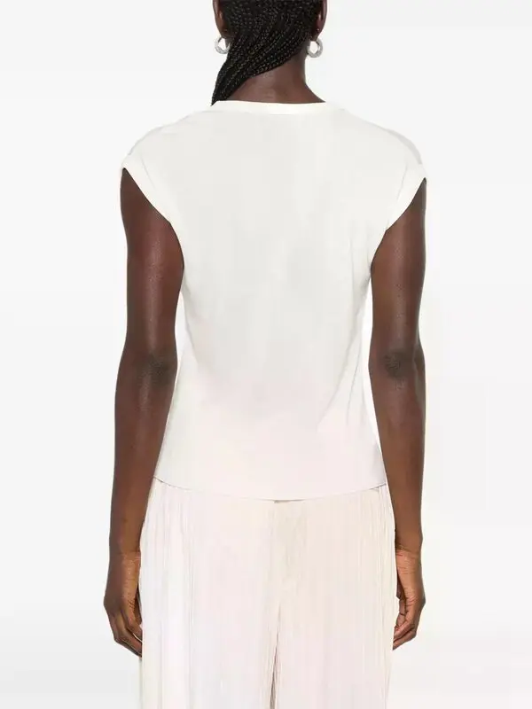 IVORY PARIS Mia Scoop-neck Cap-sleeve T-shirt