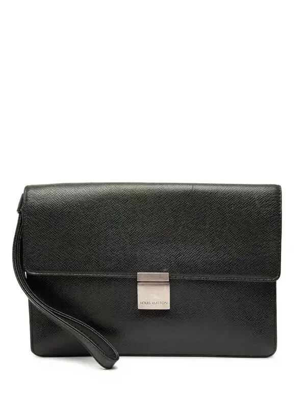 LOUIS VUITTON Taiga Selenga Clutch Bag - Black