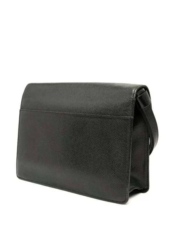 LOUIS VUITTON Taiga Leather Selenga Clutch Bag - Black