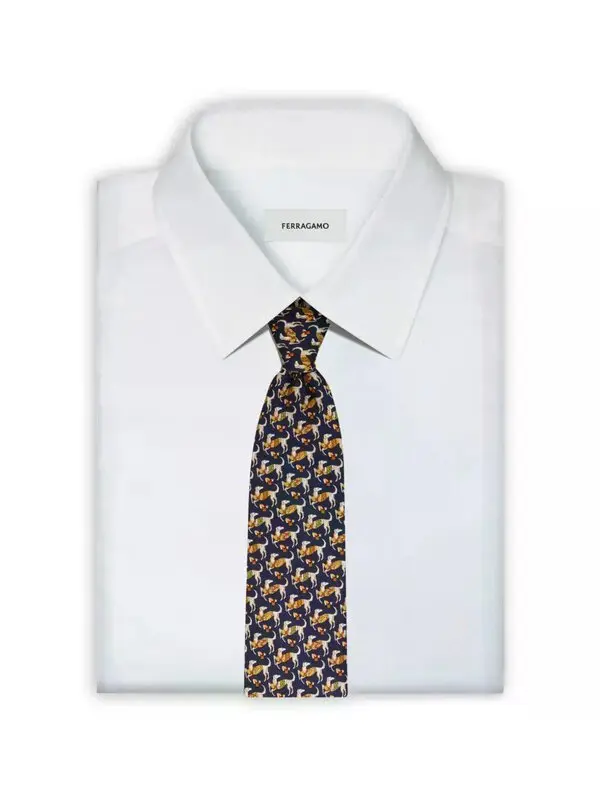 FERRAGAMO Silk Neck Tie - Blue