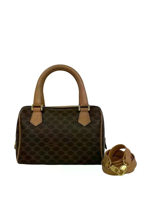 Celine Macadam Coated Canvas Satchel - Brown