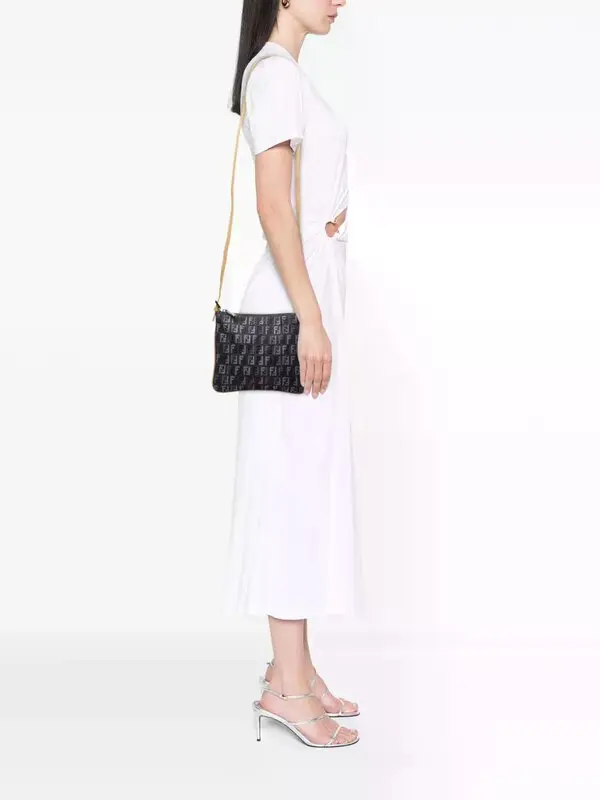 Fendi Zucchino Denim Crossbody Bag - Blue