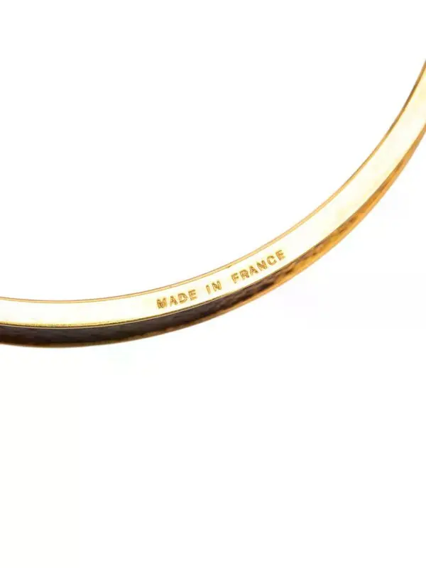 Hermès Gold Plated Epsom Leather Cadena Lock Bangle Bracelet