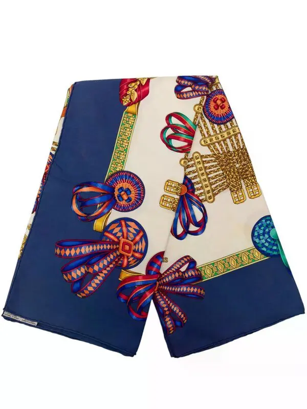Hermès 1990-2010 Les Rubans Du Cheval Silk Scarf 90 Scarves - Blue