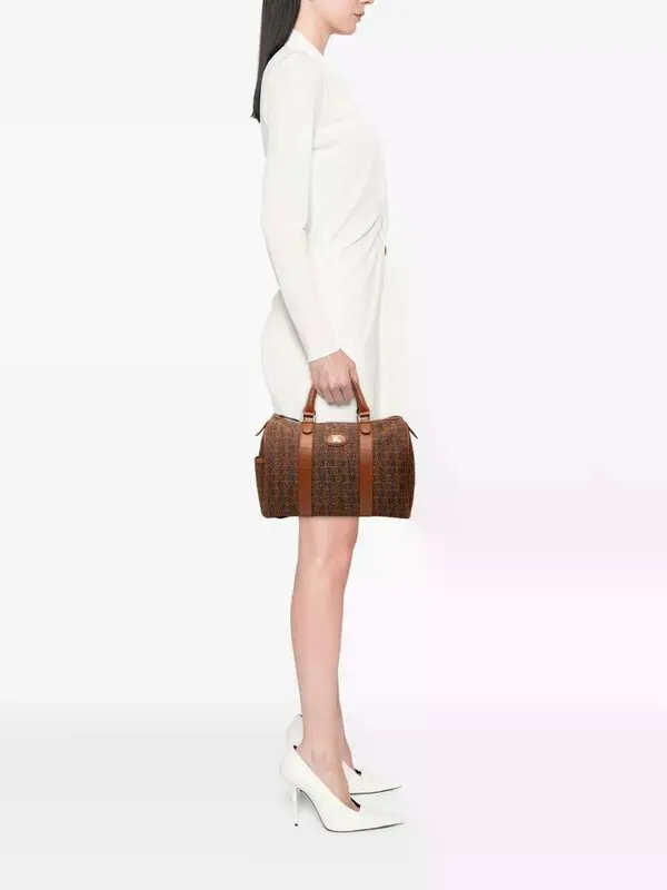 Burberry 20th Century Logo Printed Canvas Boston Bag