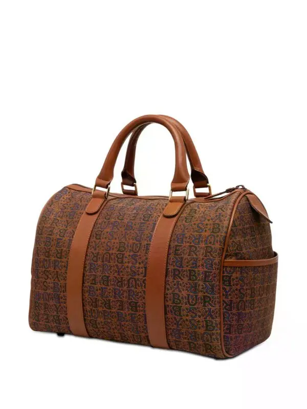 Burberry 20th Century Logo Printed Canvas Boston Bag