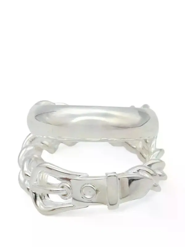 Hermès Buckle Detail Braided Ring - Silver