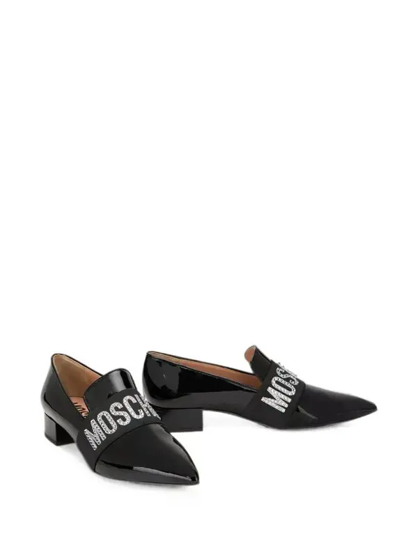 Moschino Crystal-embellished Logo Plaque Pumps